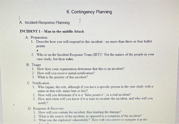Solved A. Incident Response Planning INCIDENT | Chegg.com