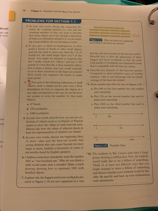 Solved 12 Chapter 1 Numbers and the Base Ten System PROBLEMS | Chegg.com