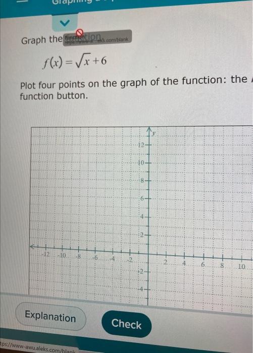 Solved f(x)=x+6 Plot four points on the graph of the | Chegg.com