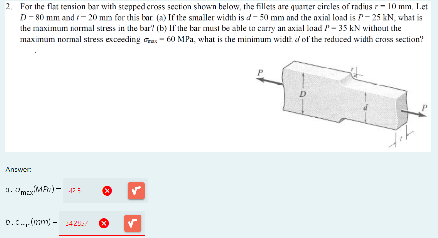 Solved For the flat tension bar with stepped cross section | Chegg.com