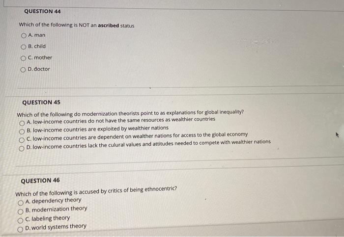 Solved QUESTION 38 is an extreme or irrational aversion to | Chegg.com