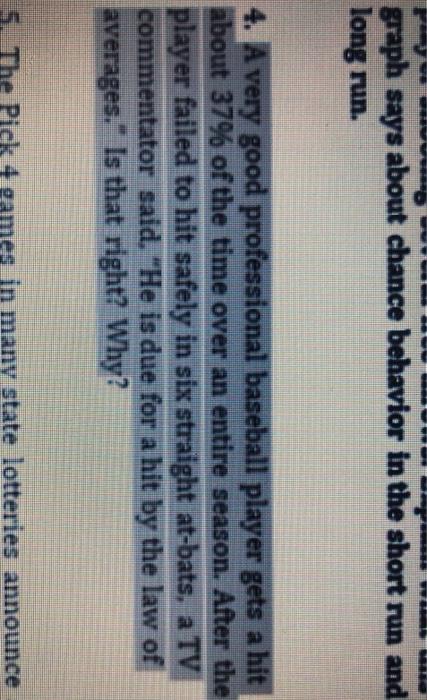 Solved graph says about chance behavior in the short run and | Chegg.com