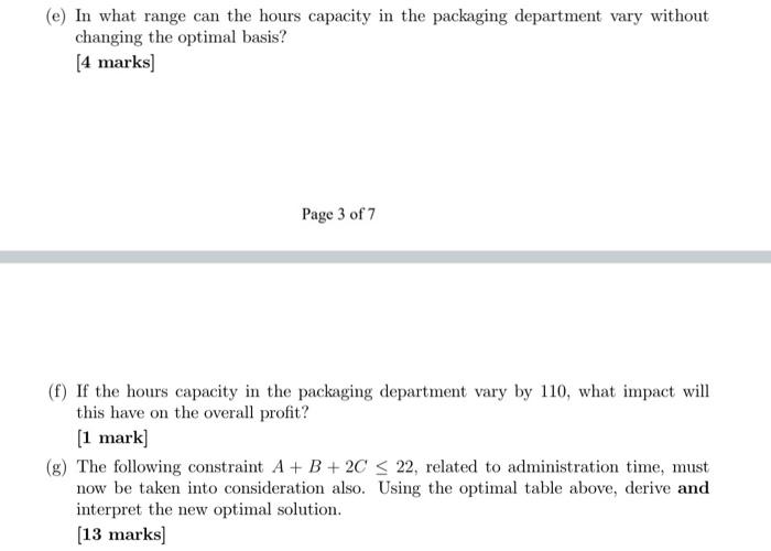 Solved 2. [29 marks] A manufacturer has 147 hours capacity | Chegg.com