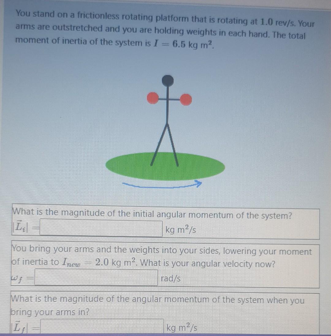 Solved You stand on a frictionless rotating platform that is | Chegg.com