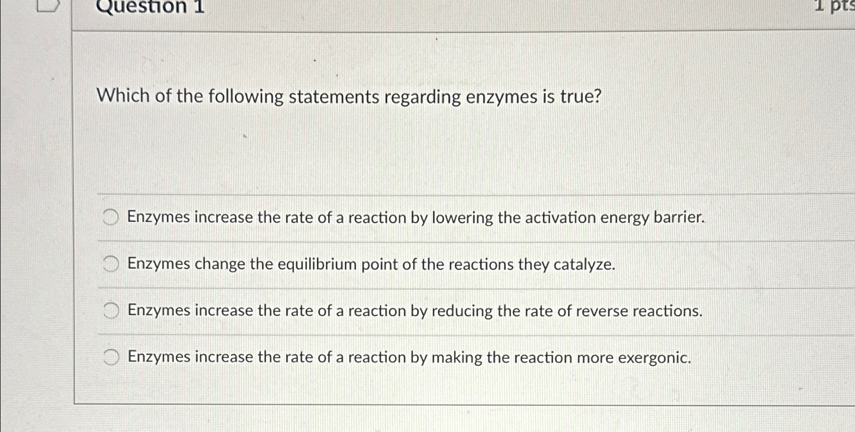 Solved Which of the following statements regarding enzymes | Chegg.com