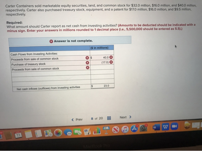 Carter Containers sold marketable equity securities, | Chegg.com