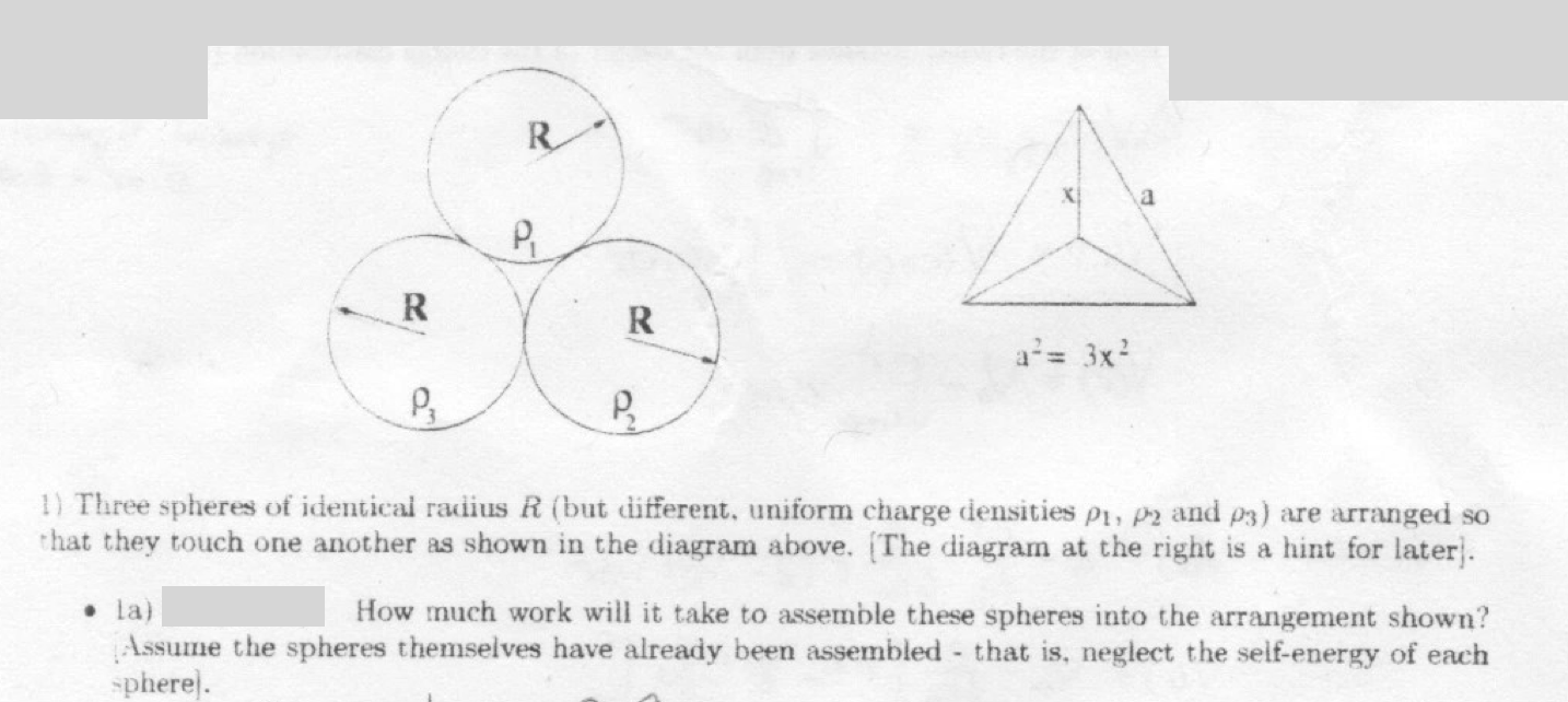 [Solved]: Three spheres of identical radius R (but differen
