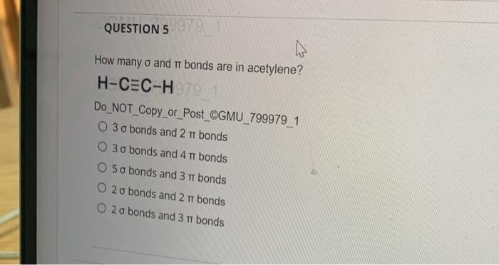 Solved How many σ and π bonds are in acetylene? H−C≡C−H | Chegg.com