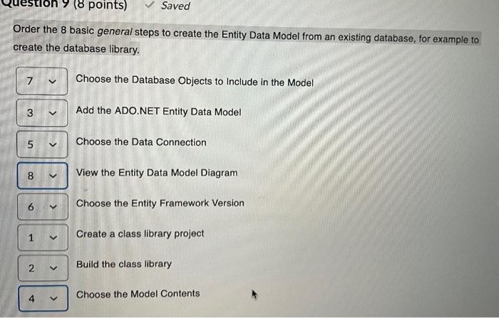 Solved Order the 8 basic general steps to create the Entity | Chegg.com