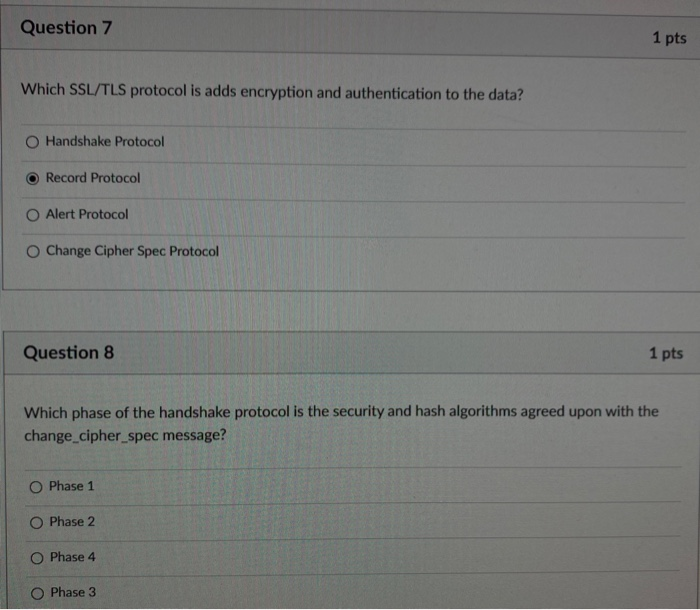 Solved Question 7 1 pts Which SSL/TLS protocol is adds | Chegg.com
