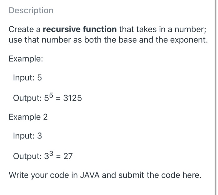 Solved Description Create a recursive function that takes in | Chegg.com