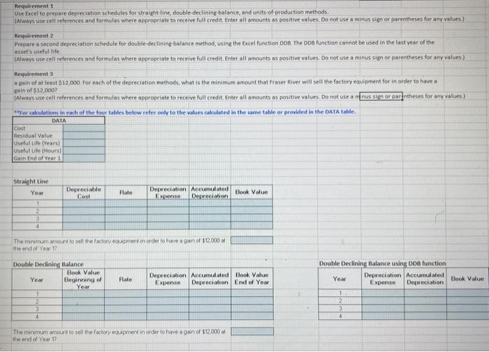 Solved Use Excel to prepare depreciation, schedules for | Chegg.com