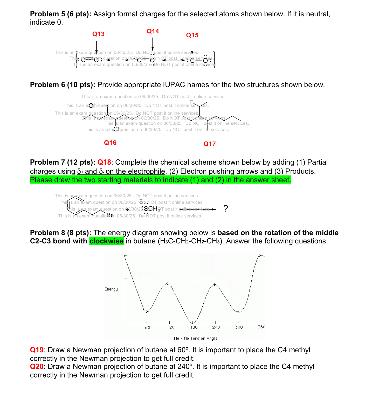 Problem 5 (6 ﻿pts): Assign formal charges for the | Chegg.com