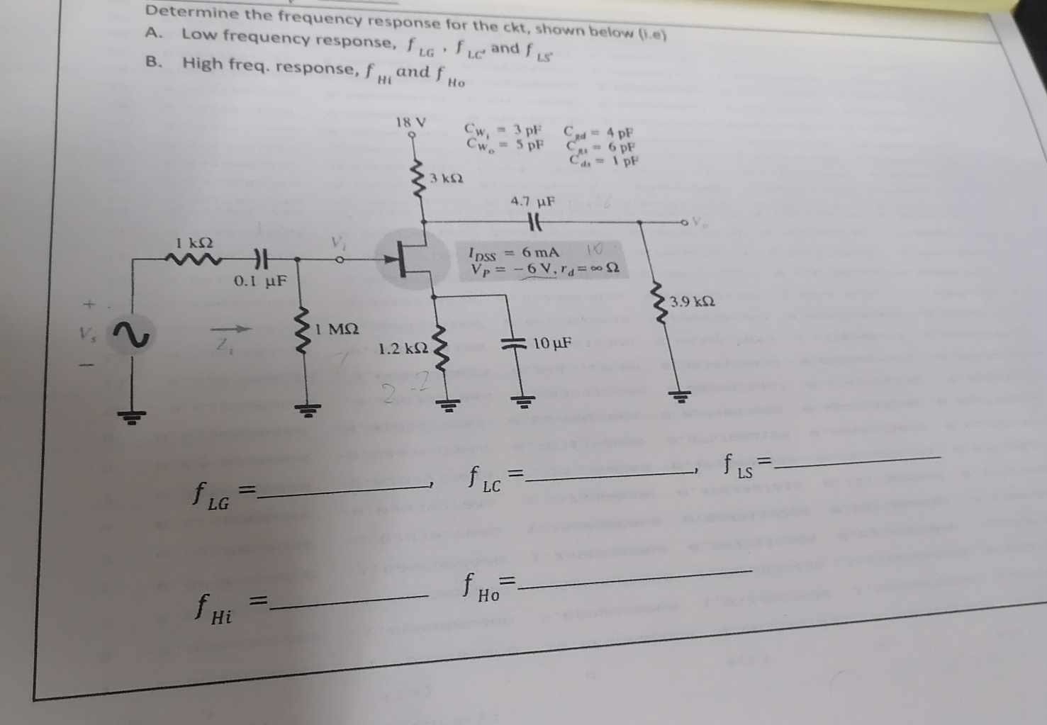 Solved Determine the frequency response for the ckt, ﻿shown | Chegg.com