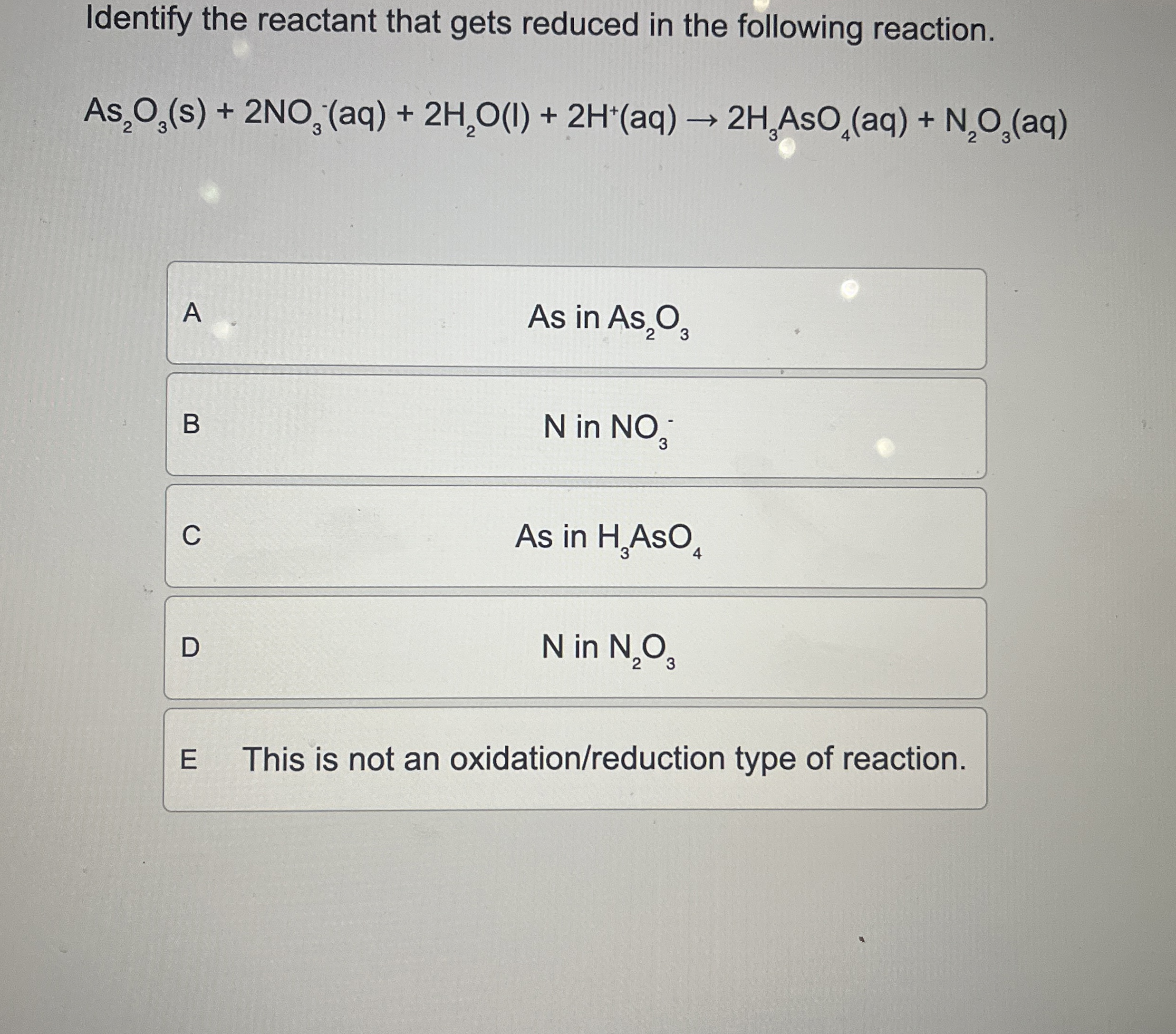 Solved Identify the reactant that gets reduced in the | Chegg.com
