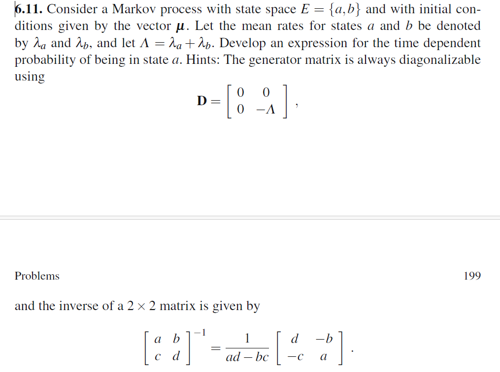 Solved 6.11. ﻿Consider a Markov process with state space | Chegg.com