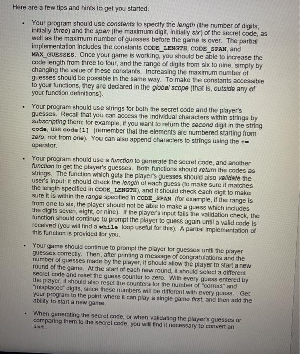 Solved CS231 Project #1: "Codebreaker" For your first | Chegg.com