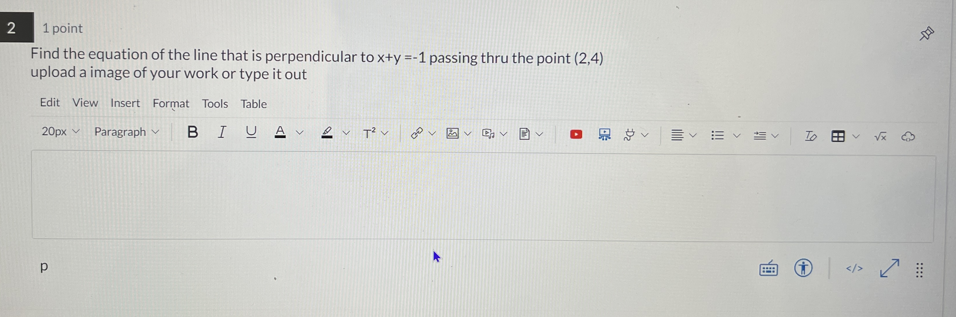 Solved 21 ﻿pointFind the equation of the line that is | Chegg.com