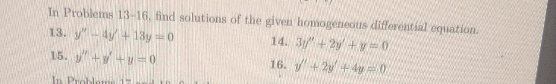 Solved In Problems 13-16, find solutions of the given | Chegg.com
