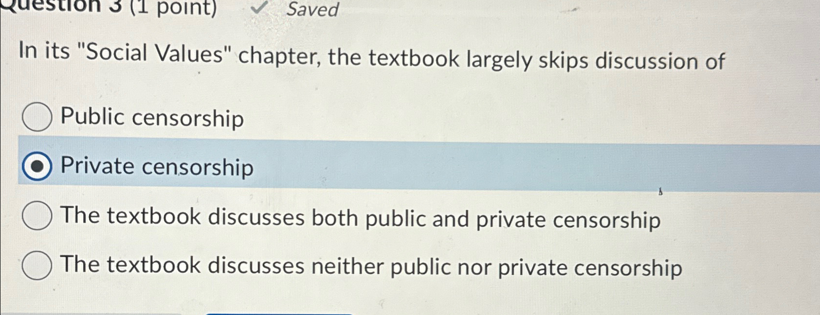 Solved In its "Social Values" chapter, the textbook largely | Chegg.com
