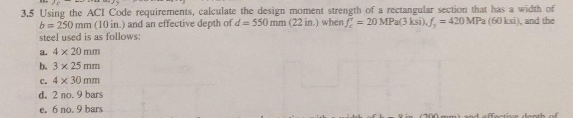 Solved JC 3.5 Using the ACI Code requirements, calculate the | Chegg.com