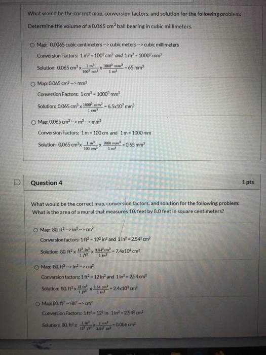 Solved What would be the correct map, conversion factors, | Chegg.com