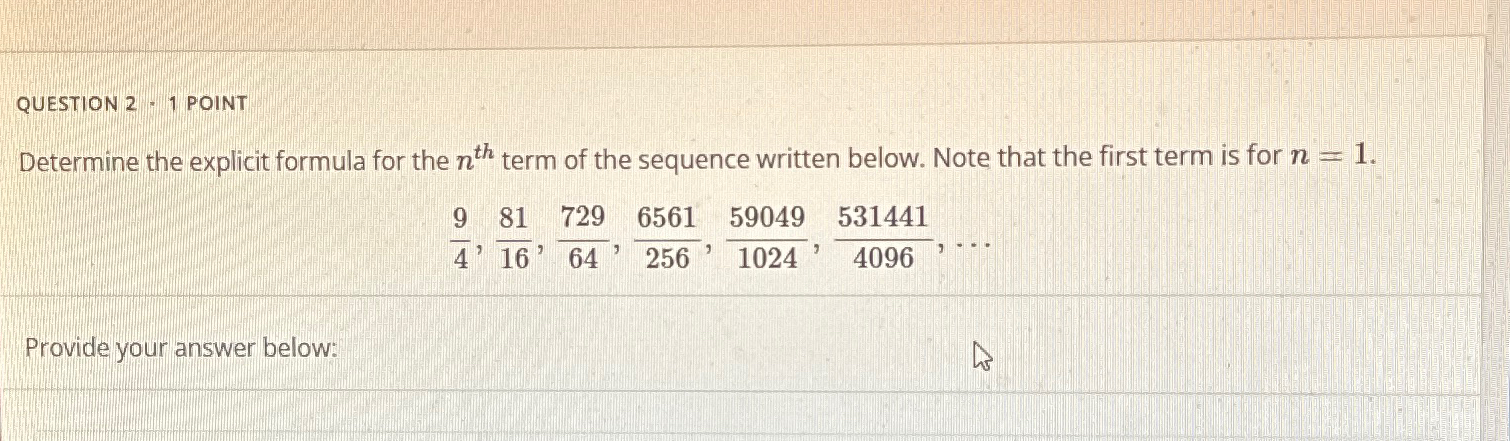 Solved QUESTION 2 - 1 ﻿POINTDetermine the explicit formula | Chegg.com