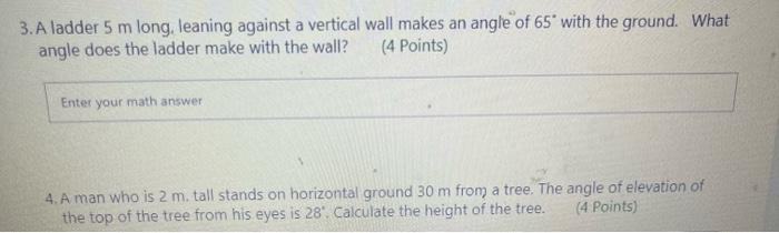Solved 3. A ladder 5 m long. leaning against a vertical wall | Chegg.com