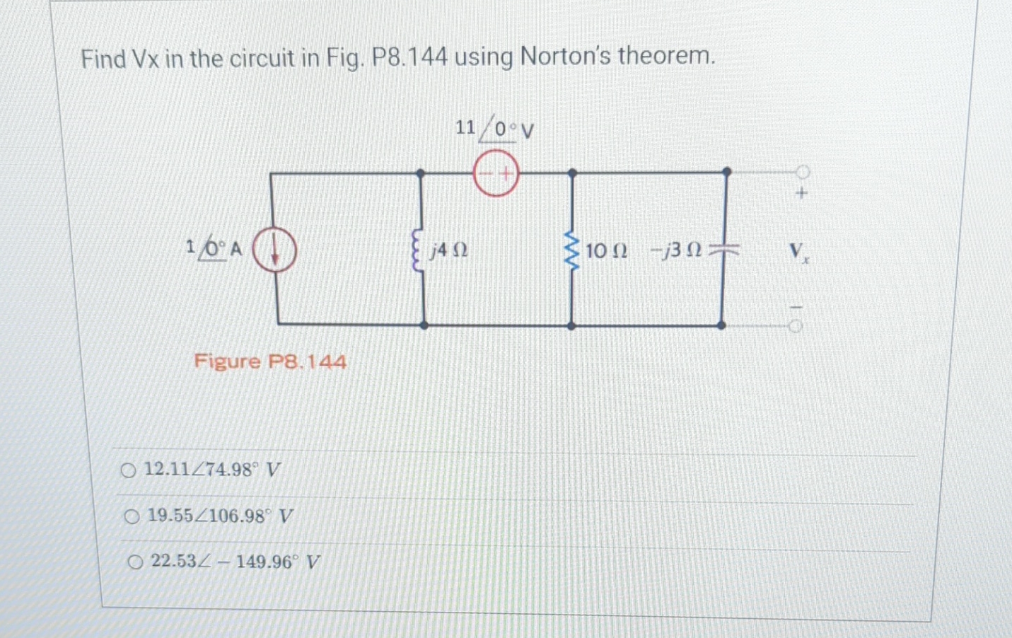 Solved Find Vx in the circuit in Fig. P8.144 ﻿using Norton's | Chegg.com