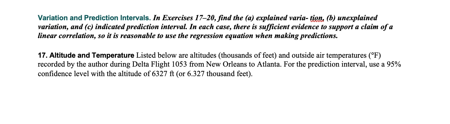 Solved Variation and Prediction Intervals. In Exercises | Chegg.com