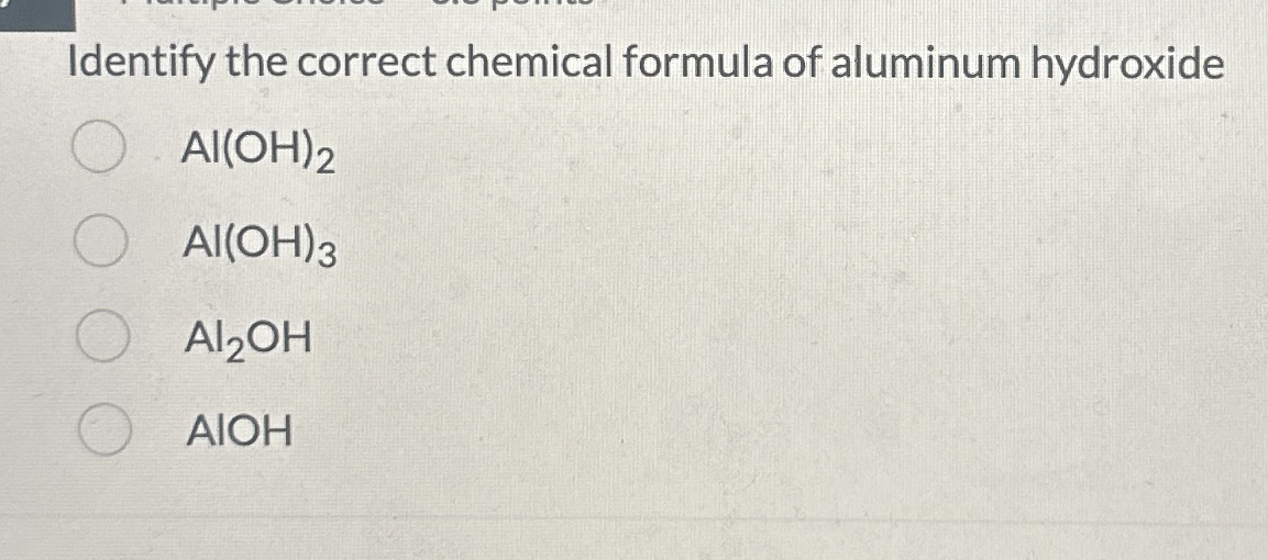 Solved Identify the correct chemical formula of aluminum | Chegg.com