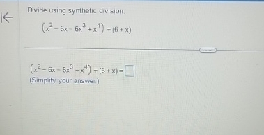 Solved Divide using synthetic | Chegg.com