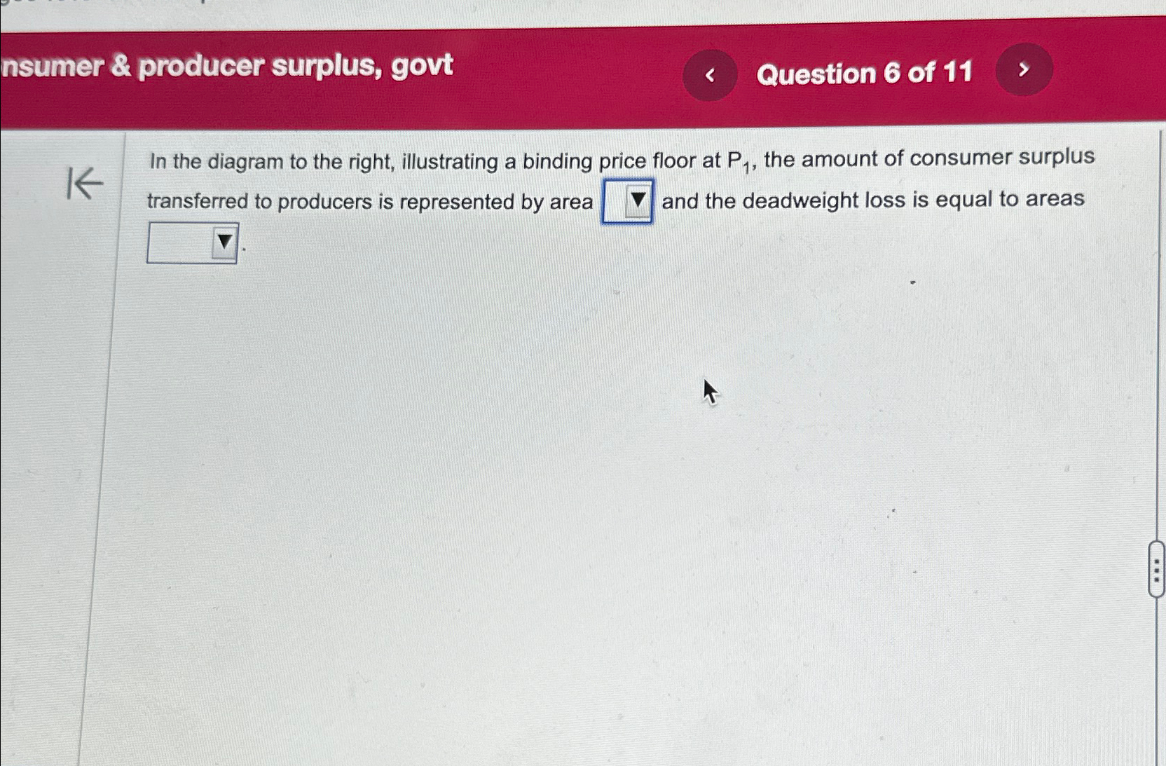 Solved nsumer & producer surplus, govtQuestion 6 ﻿of 11In | Chegg.com