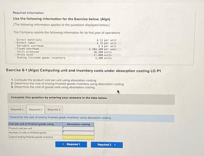 Solved Required information Use the following information | Chegg.com