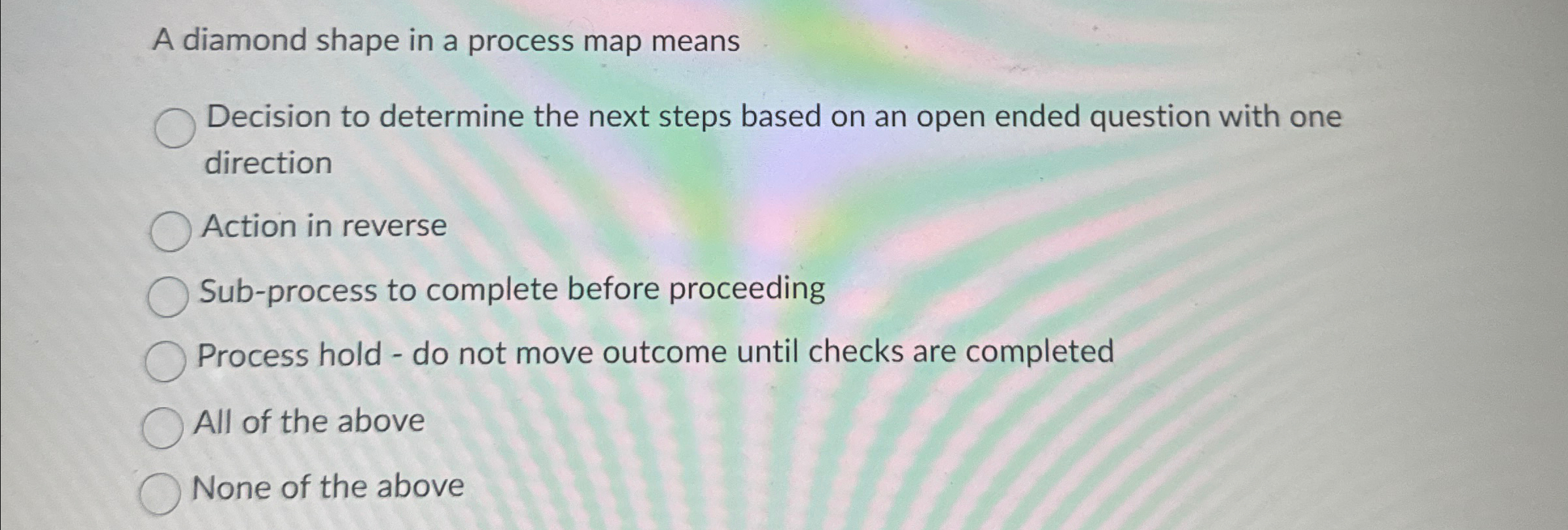 Solved A diamond shape in a process map meansDecision to | Chegg.com