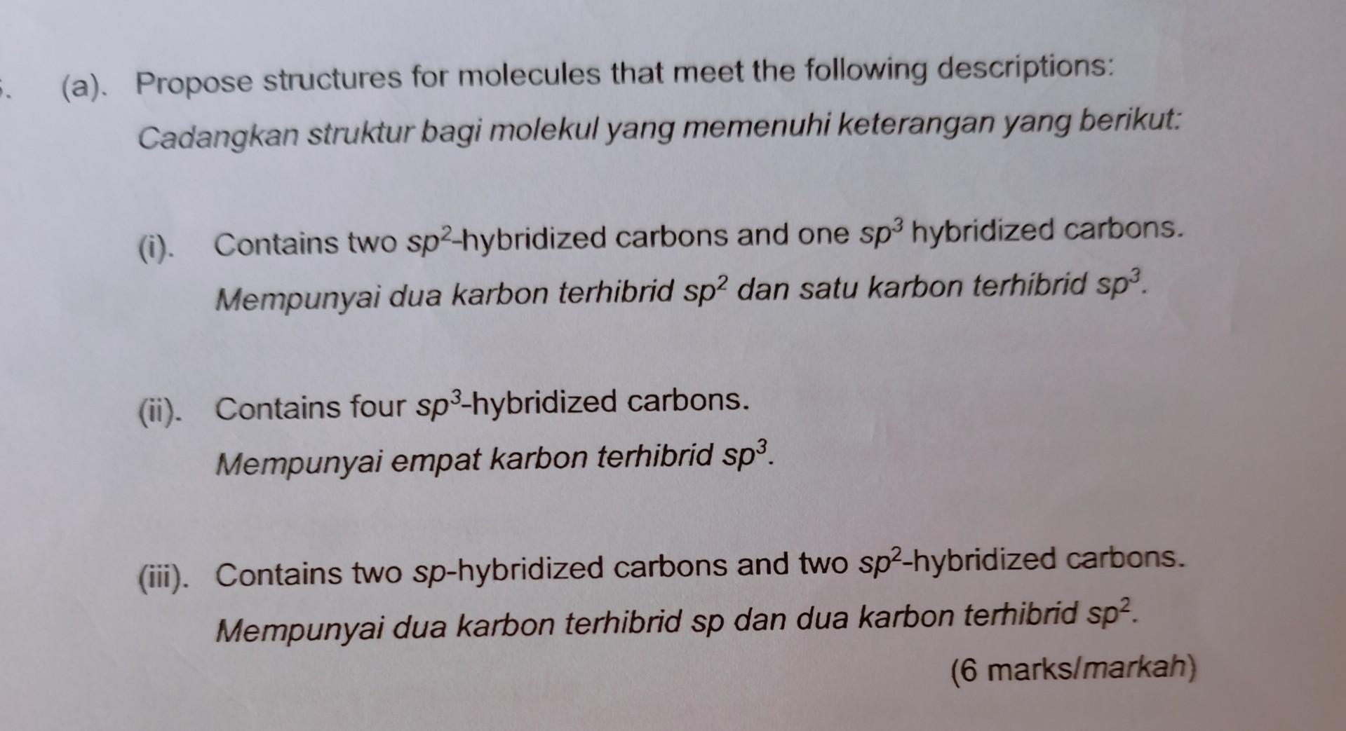 Solved (a). Propose structures for molecules that meet the | Chegg.com
