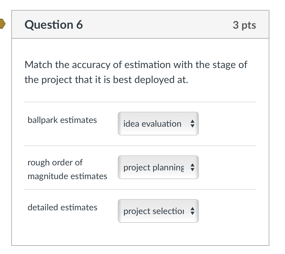 Solved Question 6Match the accuracy of estimation with the | Chegg.com
