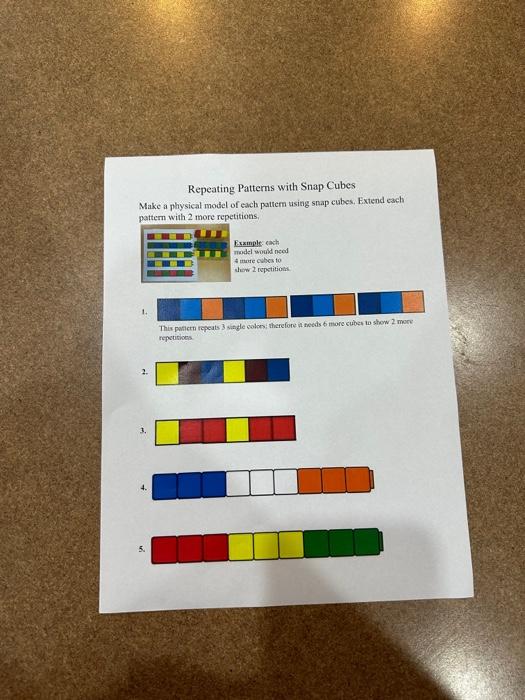 Solved Repeating Patterns with Snap Cubes Make a physical | Chegg.com