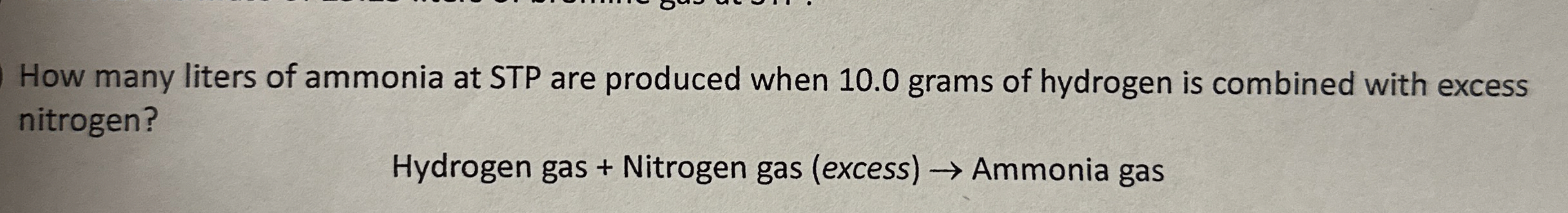 Solved How many liters of ammonia at STP are produced when | Chegg.com