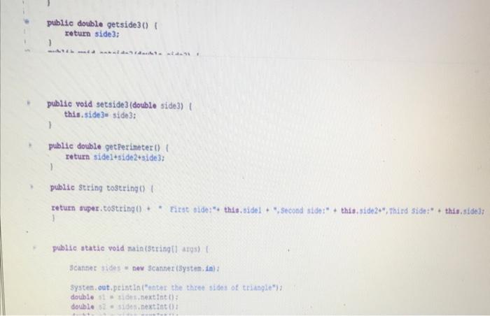 Solved Modified the Triangle class you created for lab \#2. | Chegg.com Solved Modified the Triangle class you created for lab \#2. | Chegg.com