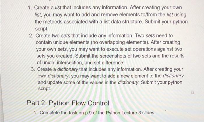 Solved 1. Create a list that includes any information. After | Chegg.com