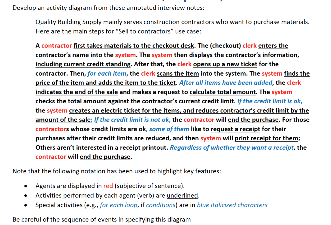 Need help developing an activity diagram from these | Chegg.com