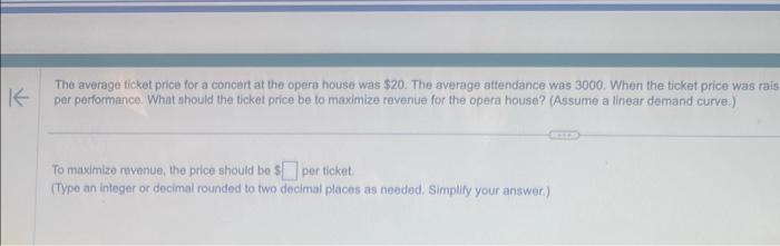 Solved The average ticket price for a concert at the opera | Chegg.com