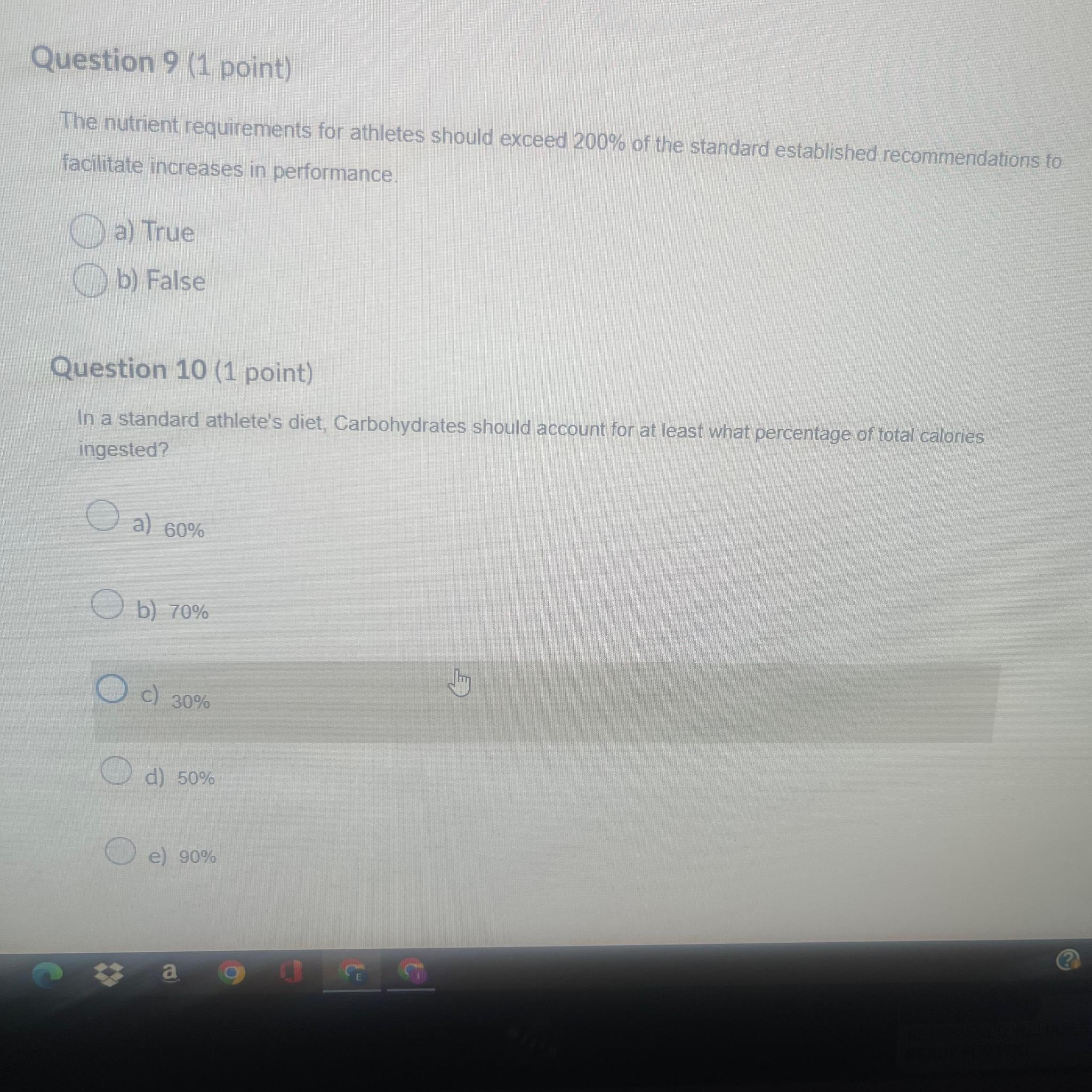 Solved Question 9 (1 ﻿point)The nutrient requirements for | Chegg.com