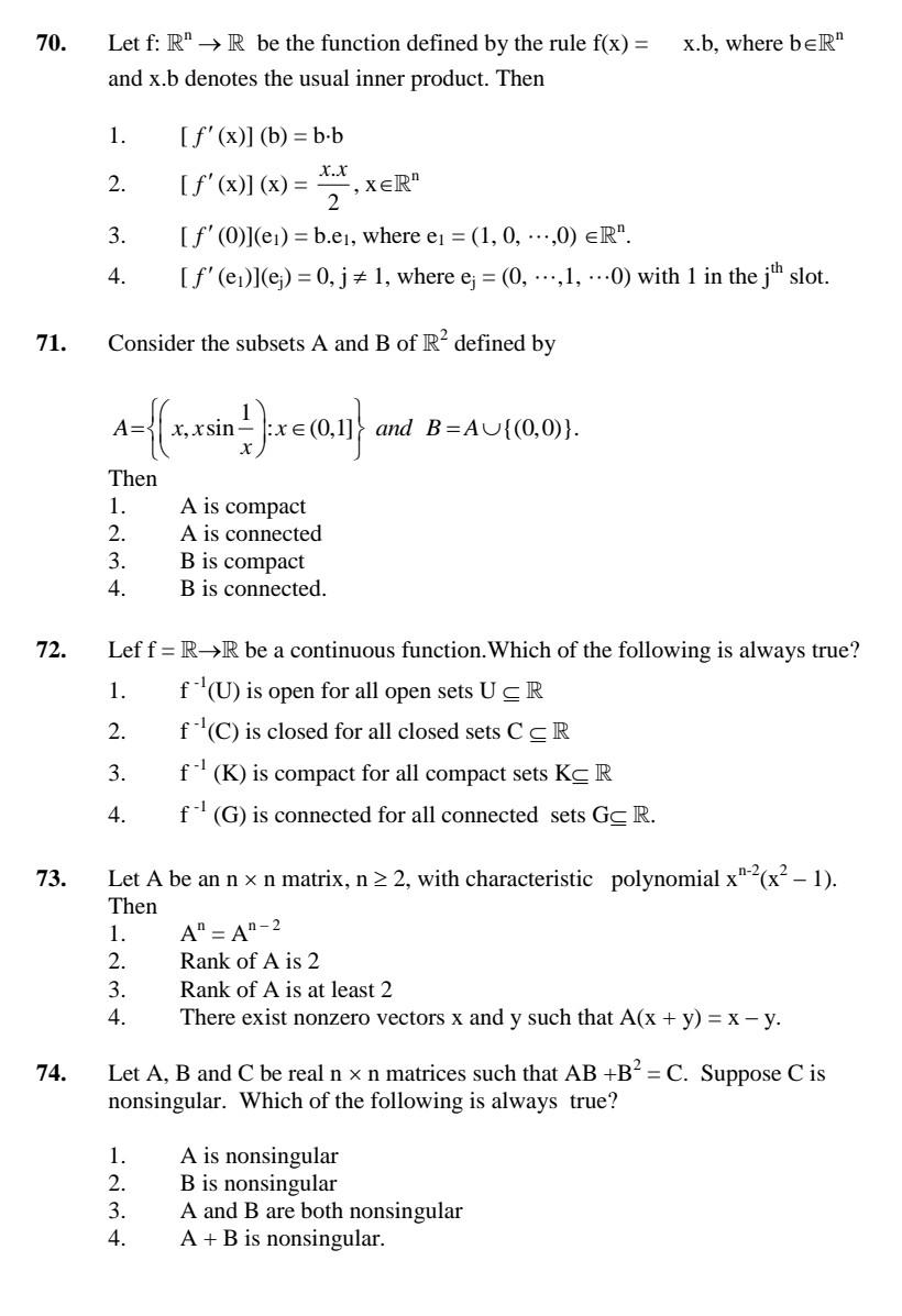 Solved 70. Let f:Rn→R be the function defined by the rule | Chegg.com