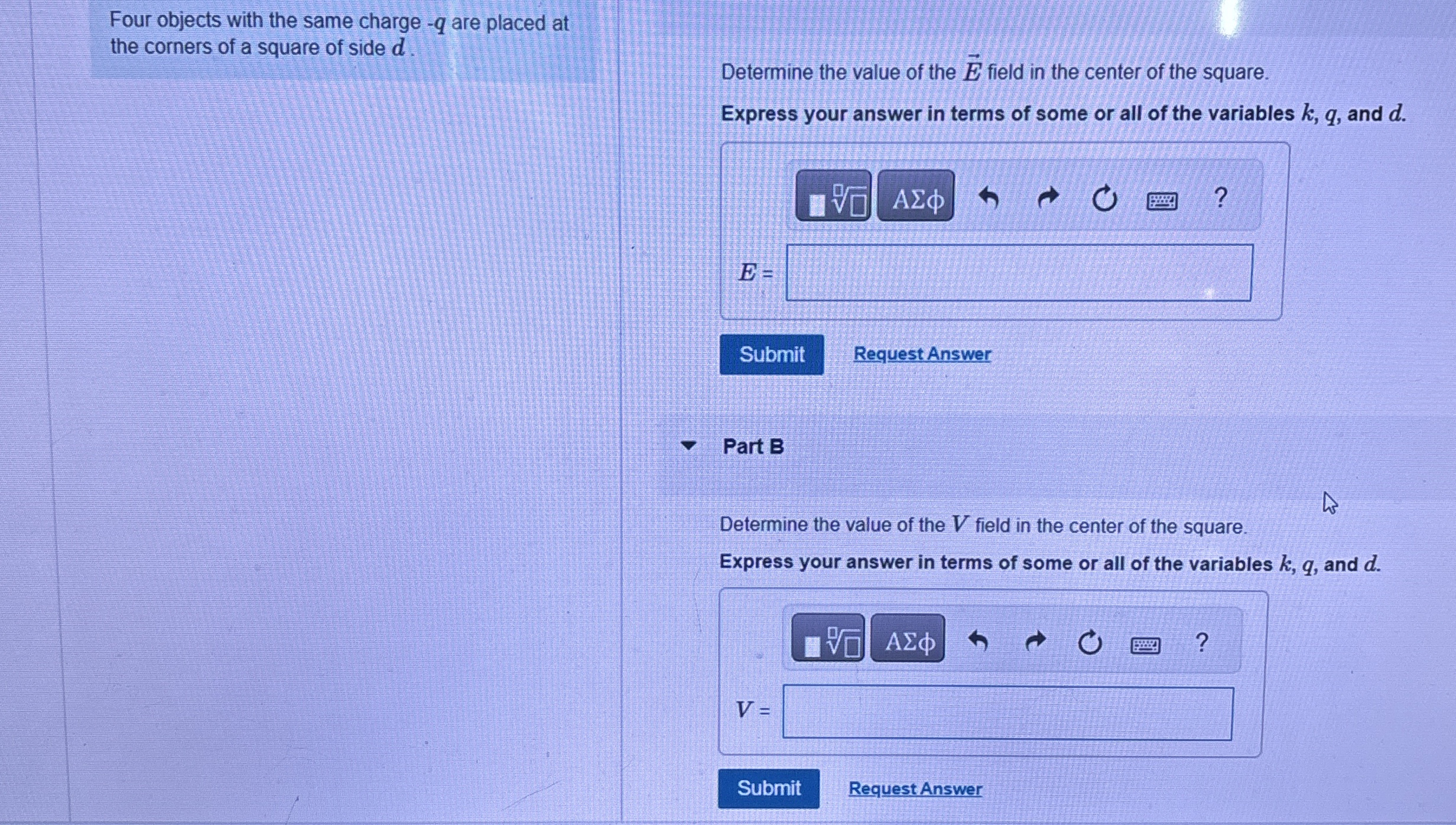 Solved Four objects with the same charge -q ﻿are placed at | Chegg.com