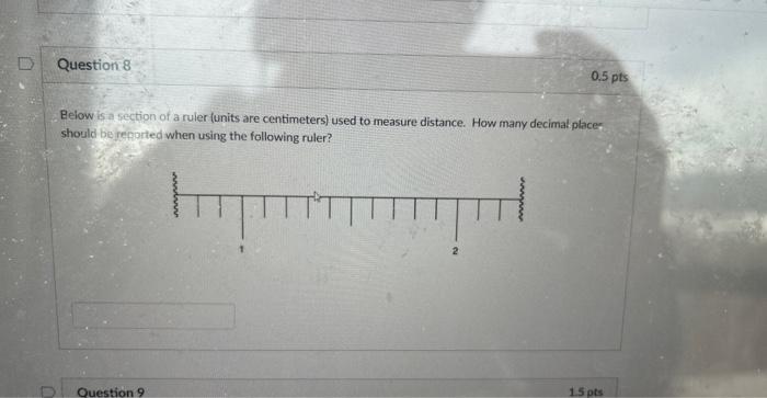 Solved Beiow is a section of a ruler (units are centimeters) | Chegg.com
