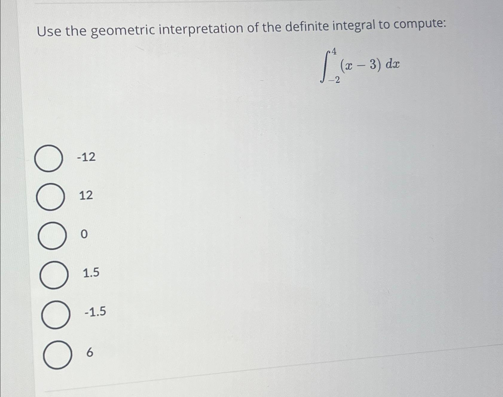 Solved Use the geometric interpretation of the definite | Chegg.com