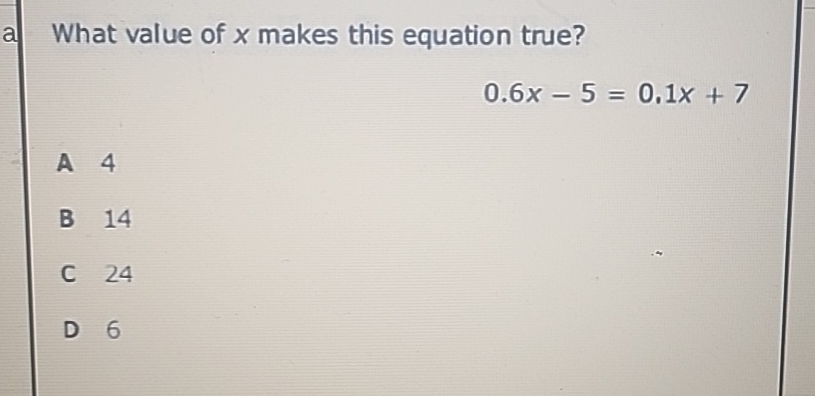 Solved a What value of x ﻿makes this equation | Chegg.com