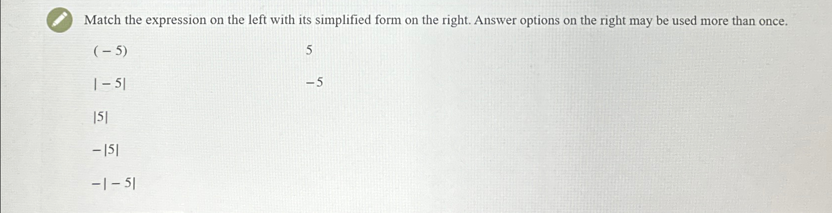 Solved Match the expression on the left with its simplified | Chegg.com